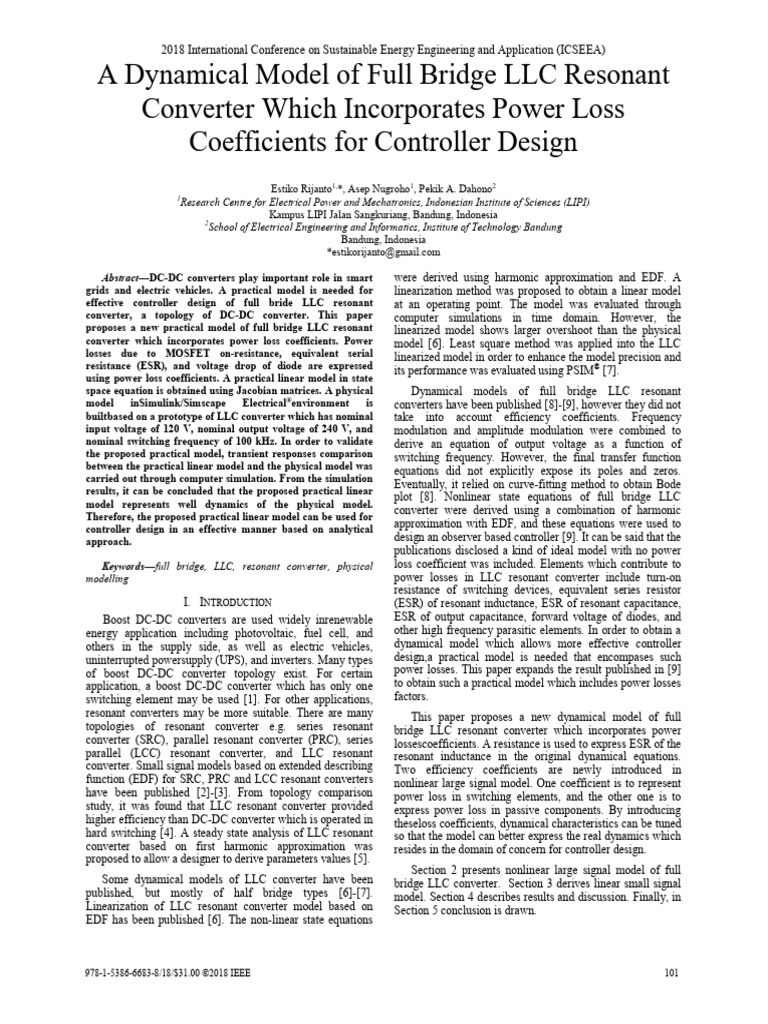 A Dynamical Model of Full Bridge LLC Resonant Converter Which ...
