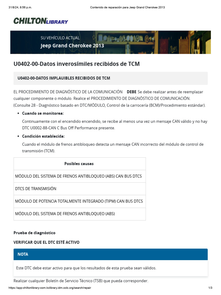 Codigo U0402 Jeep Grand Cherokee 2013 | PDF | Sistema de freno ...