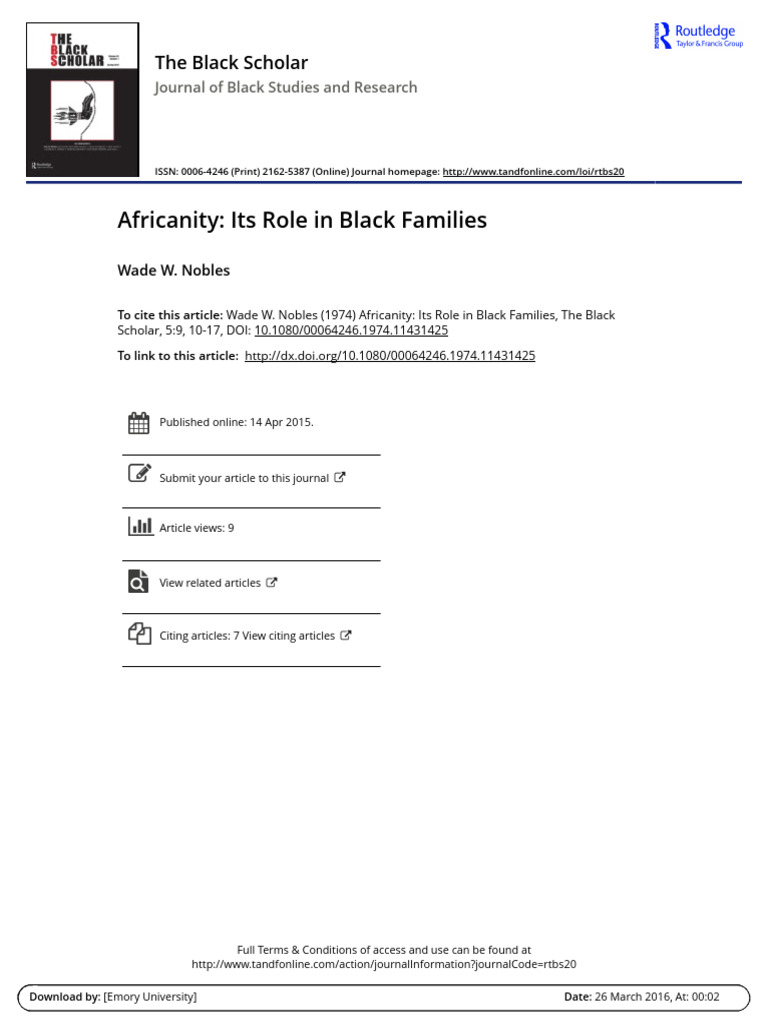 NOBLES Africanity Its Role in Black Families 1974 | PDF | Kinship ...