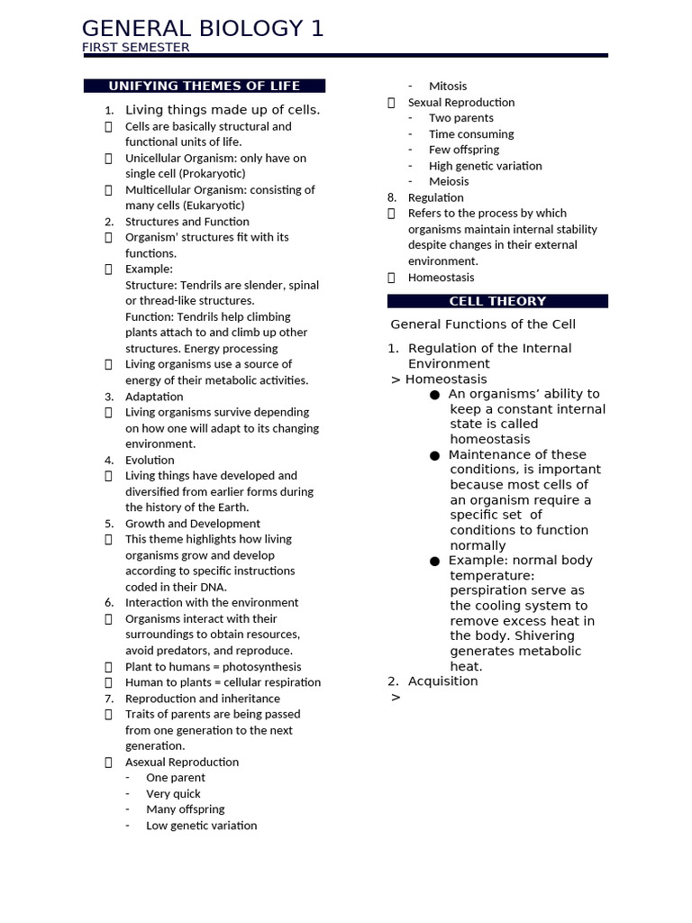 General Biology 1 | PDF | Cell (Biology) | Reproduction