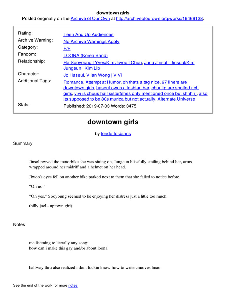 AO3 LipSoul Downtown Girls | PDF | Art | Mystery, Thriller & Crime Fiction