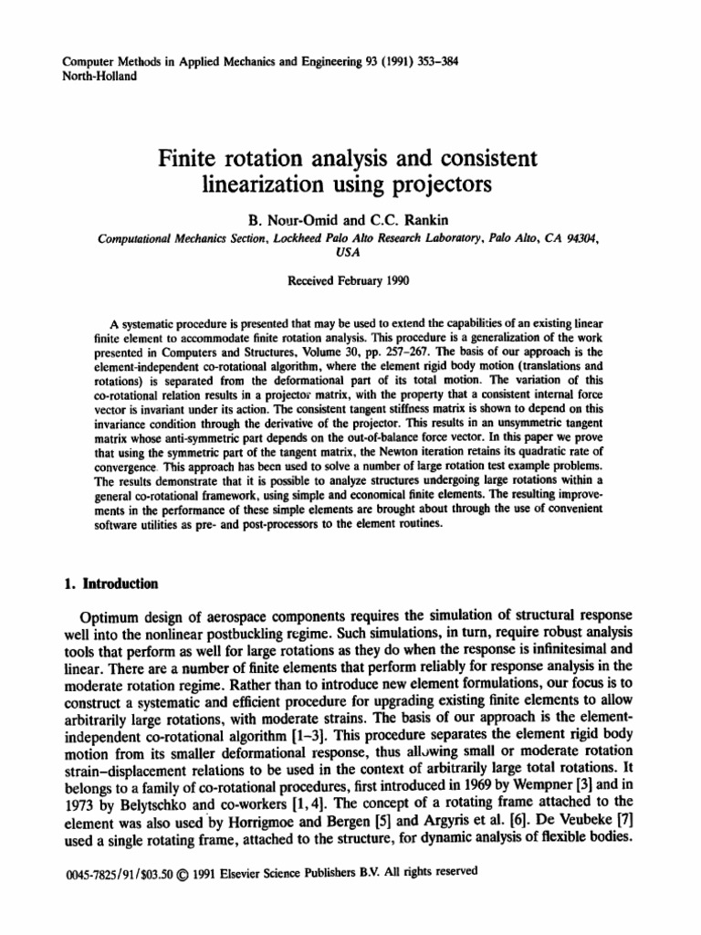345-Finite Rotation Analysis and Consistent Linearization Using Projectors | PDF | Matrix ...