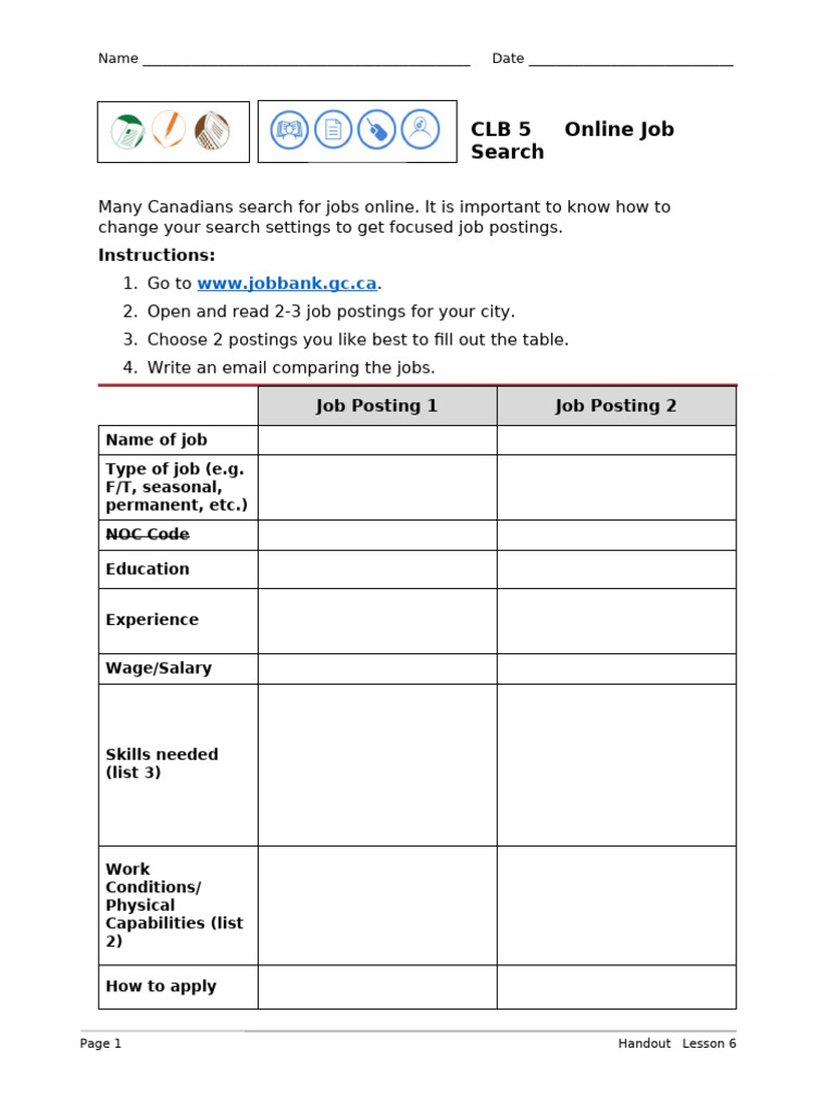 12a Handout Lesson 6 Online Job Search JS 5 | PDF | Subject (Grammar ...