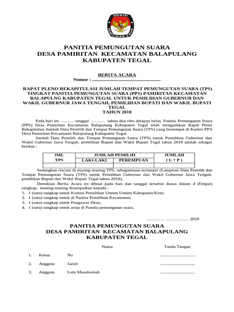 BA Pleno PENETAPAN TPS TINGKAT PPS | PDF