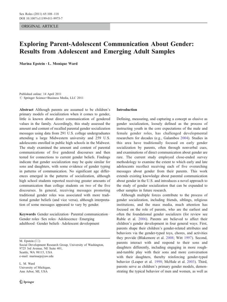 Exploring Parent-Adolescent Communication About Gender | PDF | Gender | Gender Studies