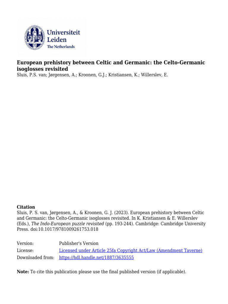 1887 - 3635555-European Prehistory Between Celtic and Germanic - The ...