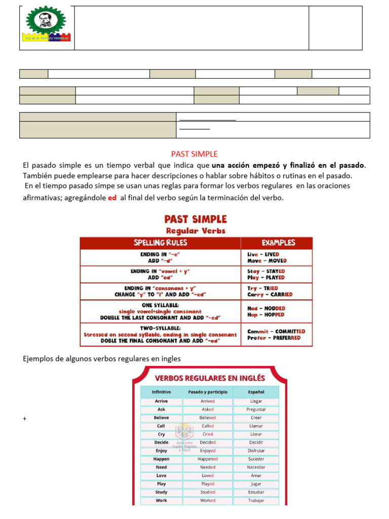 Guia Martha Serrano PASADO SIMPLE | PDF