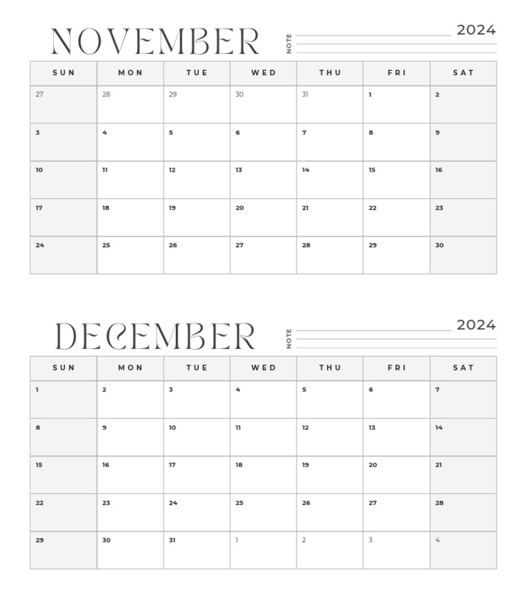 White Black Minimalist Simple Monthly Calendar | PDF