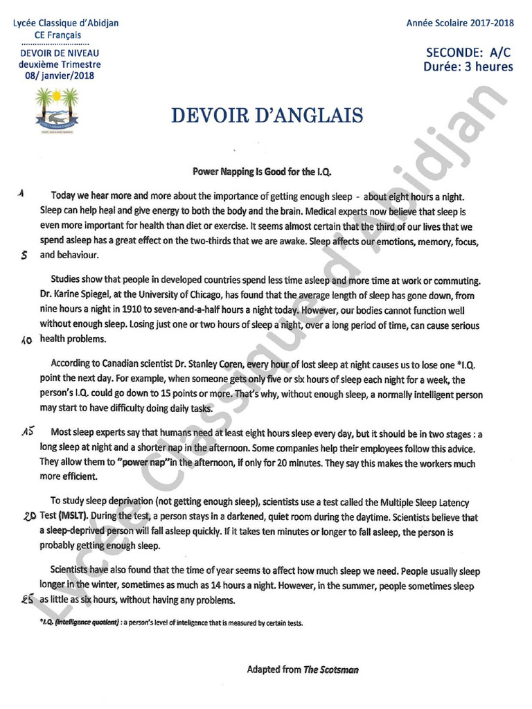 Devoir D'anglais 2nde LCA | PDF