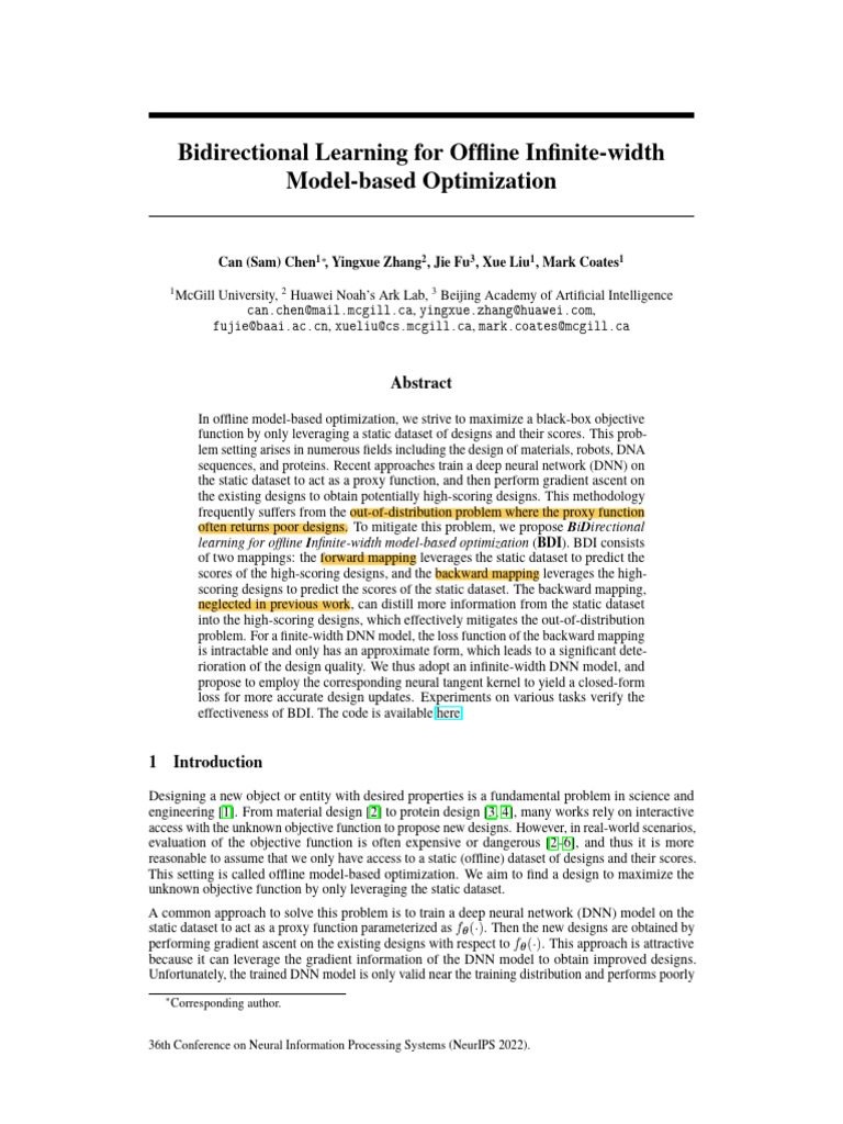 Bidirectional Learning for Offline Optimization | PDF | Deep Learning ...
