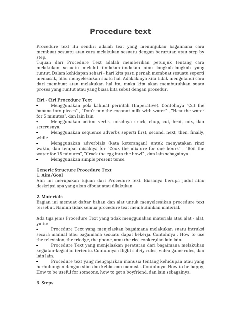 Procedure Text | PDF | Karier & Perkembangan | Memasak, Makanan, & Anggur