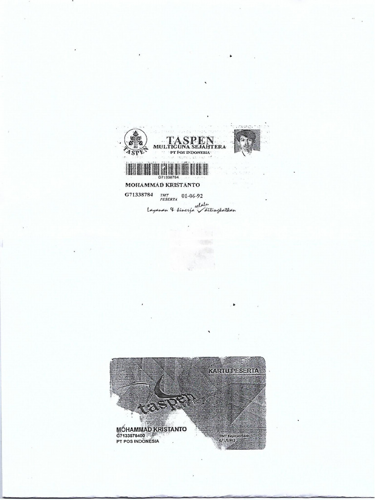 Kartu Taspen Dan BPJSTK | PDF