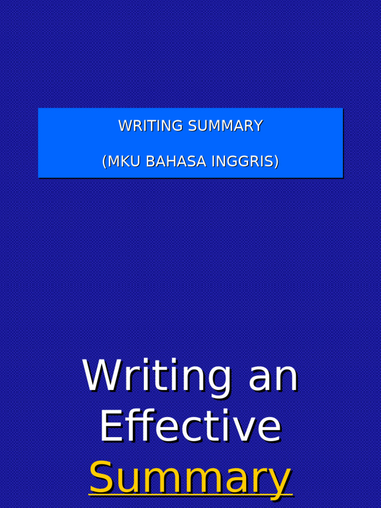 Writing Summary (Mku) | PDF