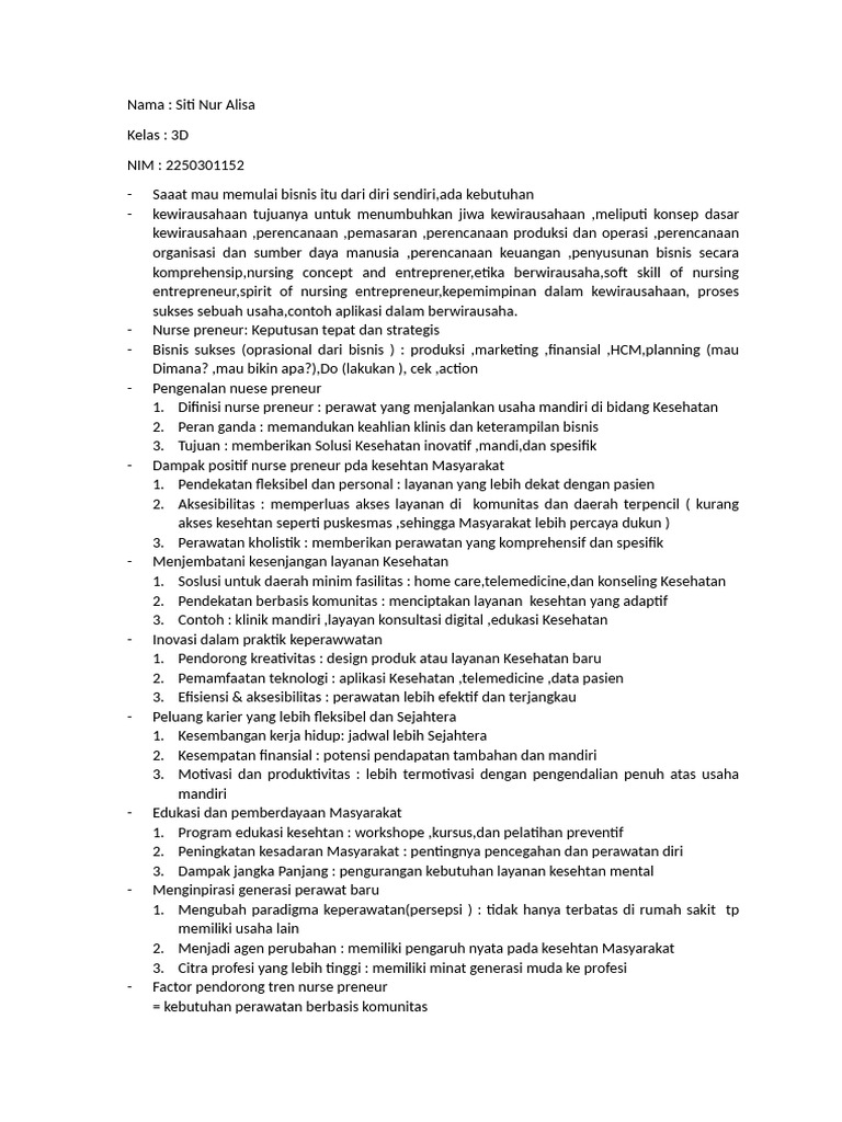 Siti Nur Alisa | PDF | Bisnis