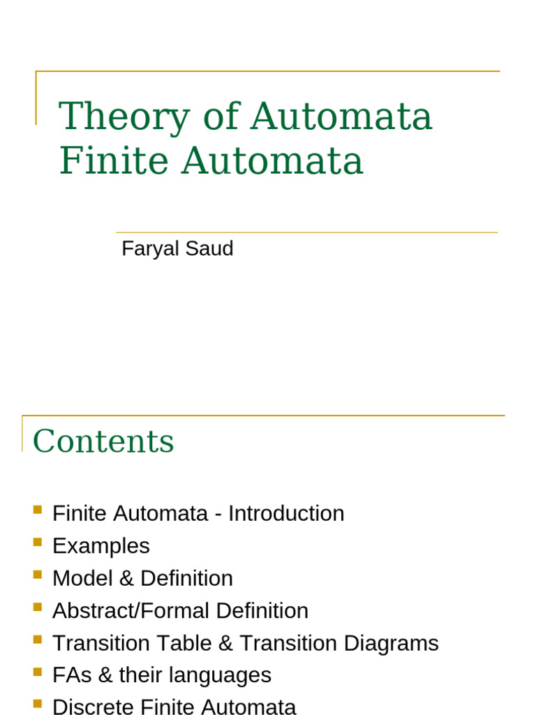 Lecture 05-Finite Automata | PDF | Automata Theory | Formal Methods
