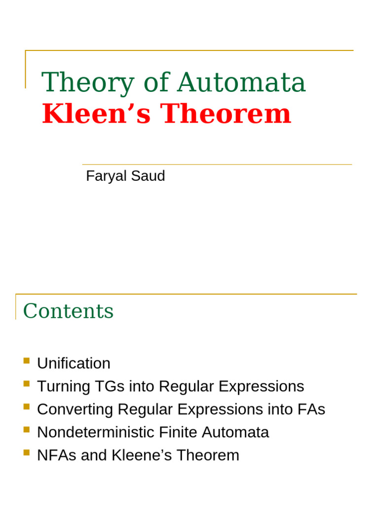 Lecture 07-Kleens Theorem and NFA | PDF | Theoretical Computer Science ...