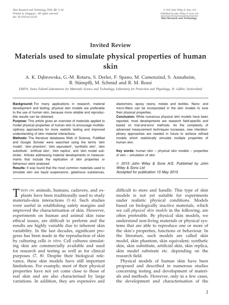 Materials for Simulating Human Skin | PDF | Materials