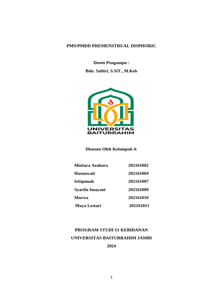 Makalah PMS/PMDD Premenstrual Disphoric | PDF