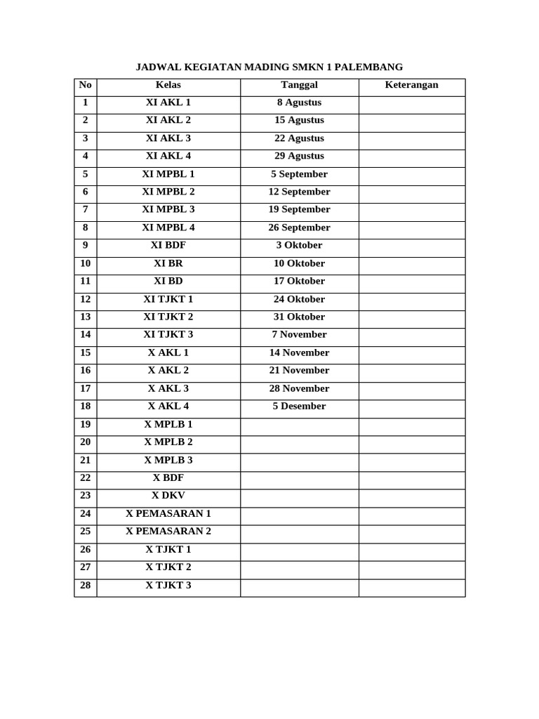 Jadwal Dan Program Mading | PDF | Seni