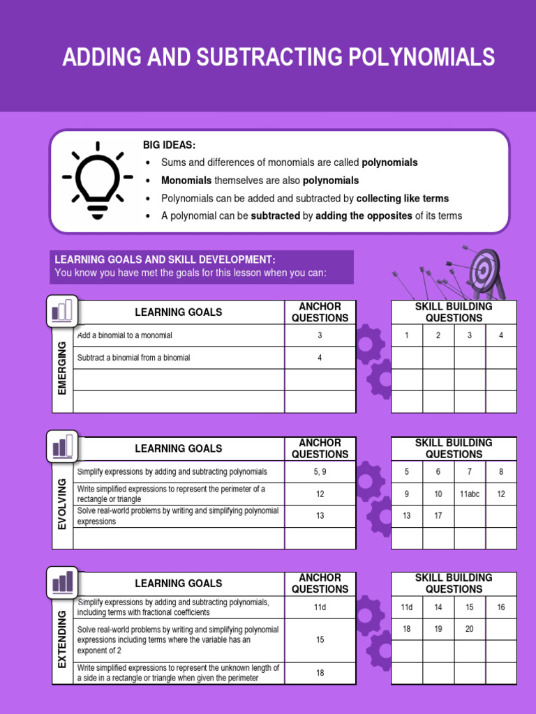 Adding and Subtracting Polynomials - CYU | PDF | Polynomial | Algebra