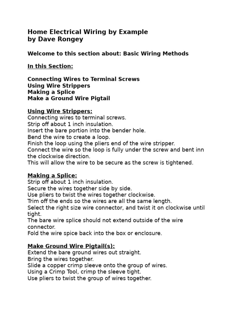 HEW Course Section - Basic Wiring Methods | PDF | Science & Mathematics | Technology & Engineering