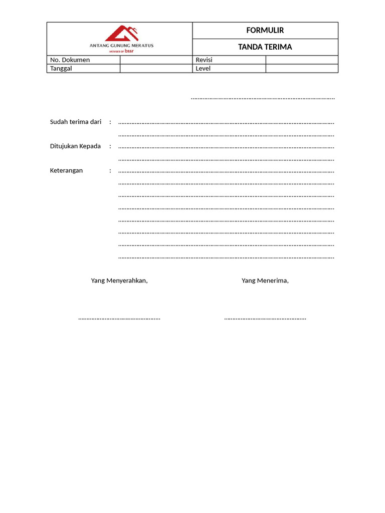 Form Tanda Terima (V) | PDF
