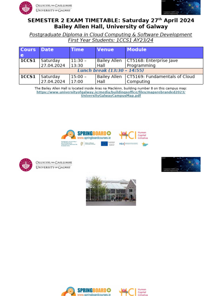 1CCS1 Ay23-24 27.04.2024 Semester 2 Exam Timetable | PDF