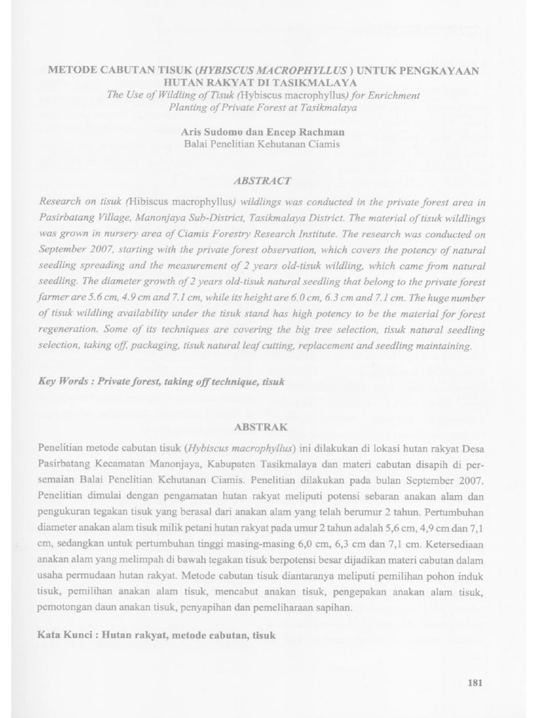 Cabutan Tanaman Tisuk | PDF