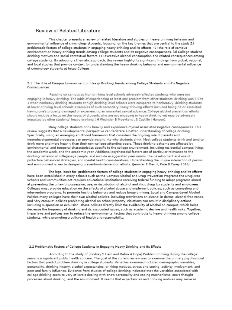 Review of Related Studies | PDF | Alcoholism | Criminology