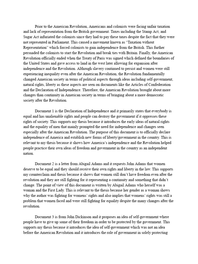 APUSH DBQ Practice - at Home | PDF | American Revolution | Founding ...