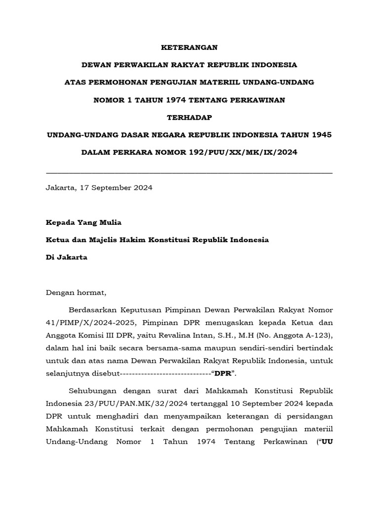 Keterangan DPR | PDF