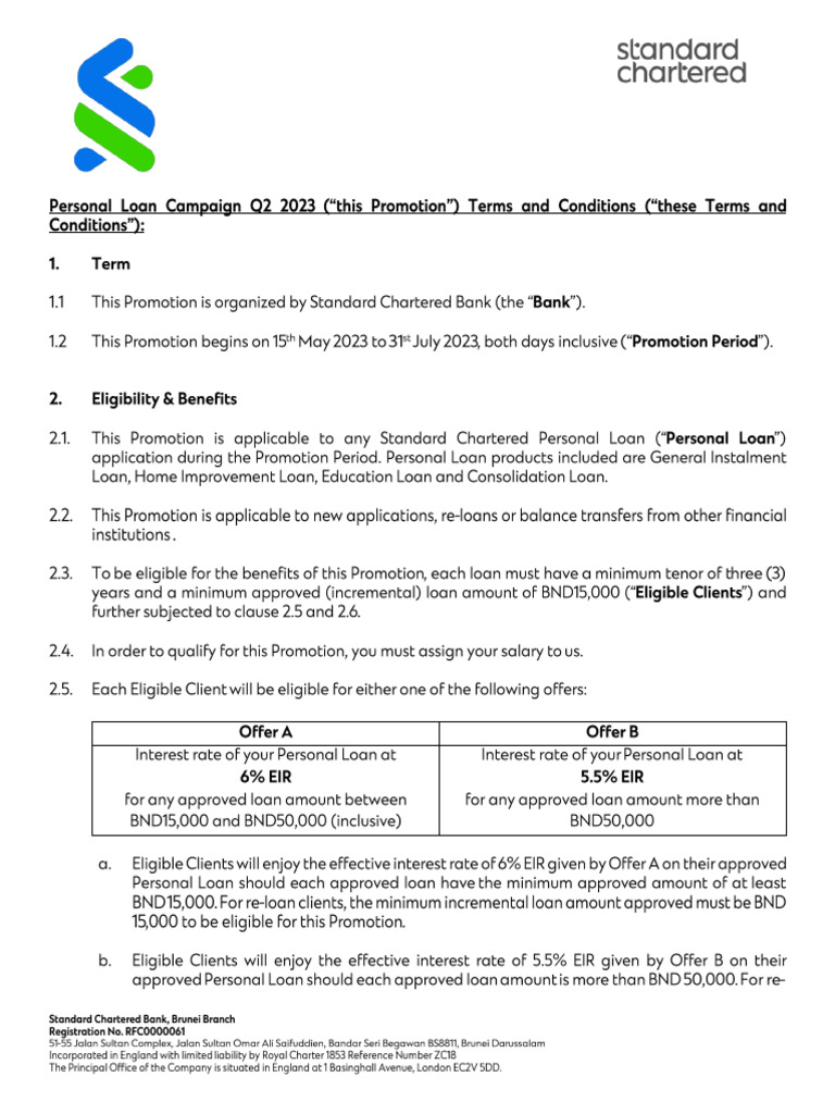 BN Personal Loan Campaign q2 Twenty Twenty Three TNC | PDF