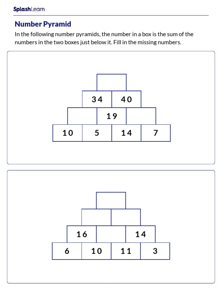 Complete The Number Pyramid Worksheet | PDF
