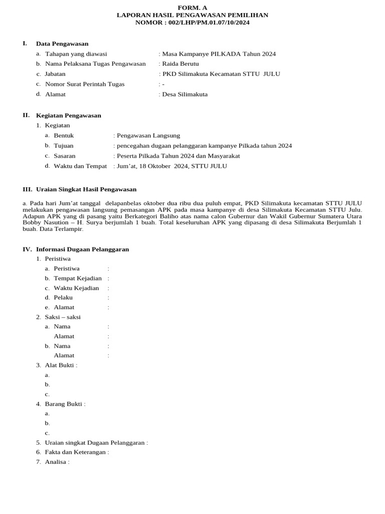 LHP Silimakuta 18 Oktober 2024 | PDF | Politik