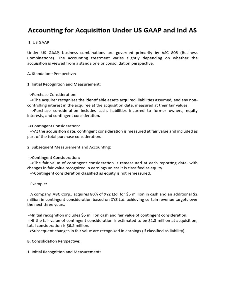 Business Combinations: US GAAP vs Ind AS | PDF | Fair Value | Mergers ...