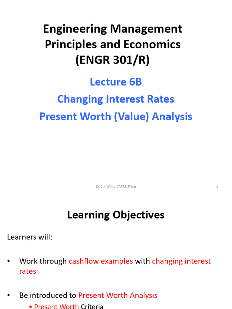 Lecture 6B - Changing Interest Rates and Present Worth | PDF | Interest ...