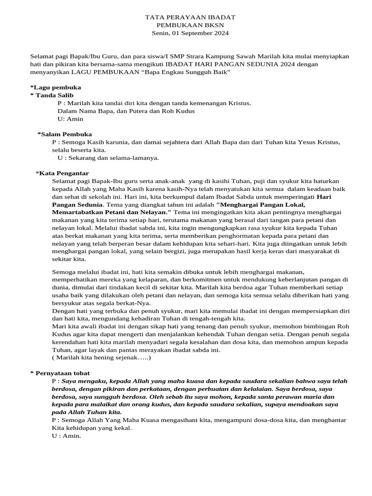 TATA PERAYAAN IBADat HPS 2024 | PDF