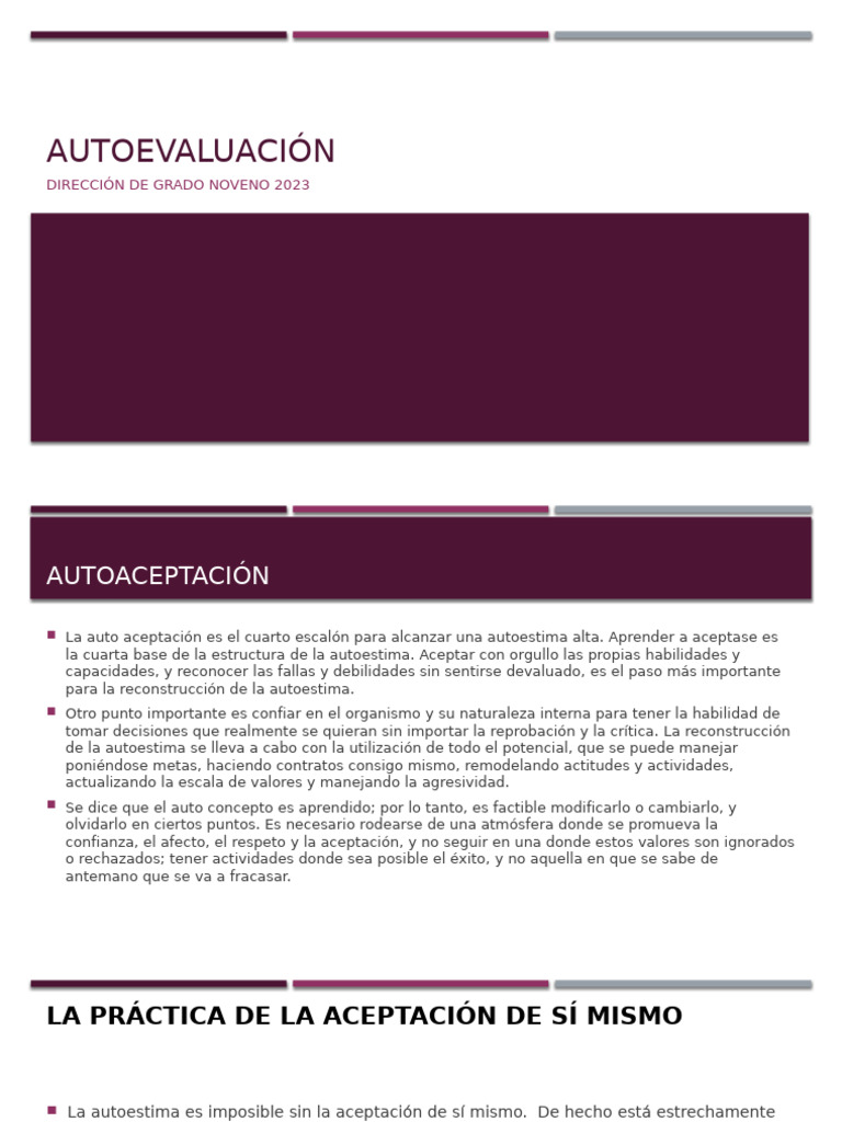 Autoevaluación | PDF | Autoestima | Conceptos psicologicos