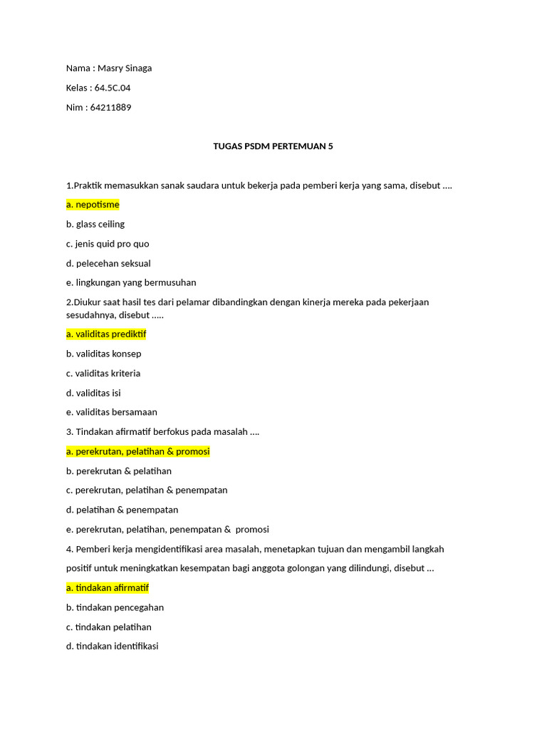 Tugas PSDM Pertemuan 5 | PDF