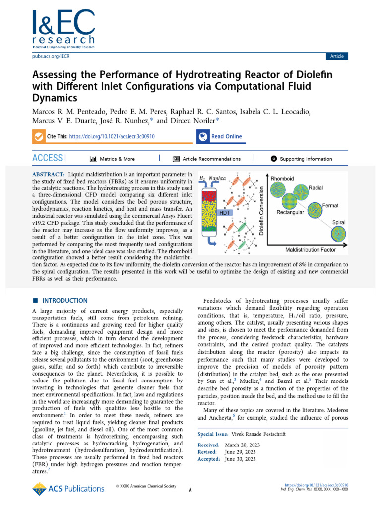 Assessingthe Performanceof Hydrotreating Reactorof Diolefinwith ...