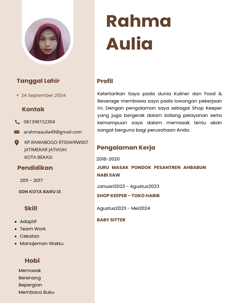 Rahma Aulia: Profil Tanggal Lahir | PDF | Karier & Perkembangan