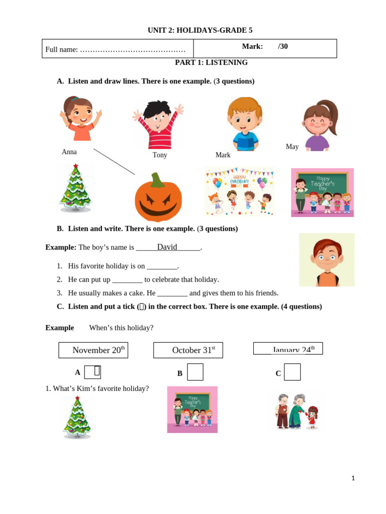 TA5 I-Learn Smart Start - Unit 2 | PDF | Holidays | Secular Holidays