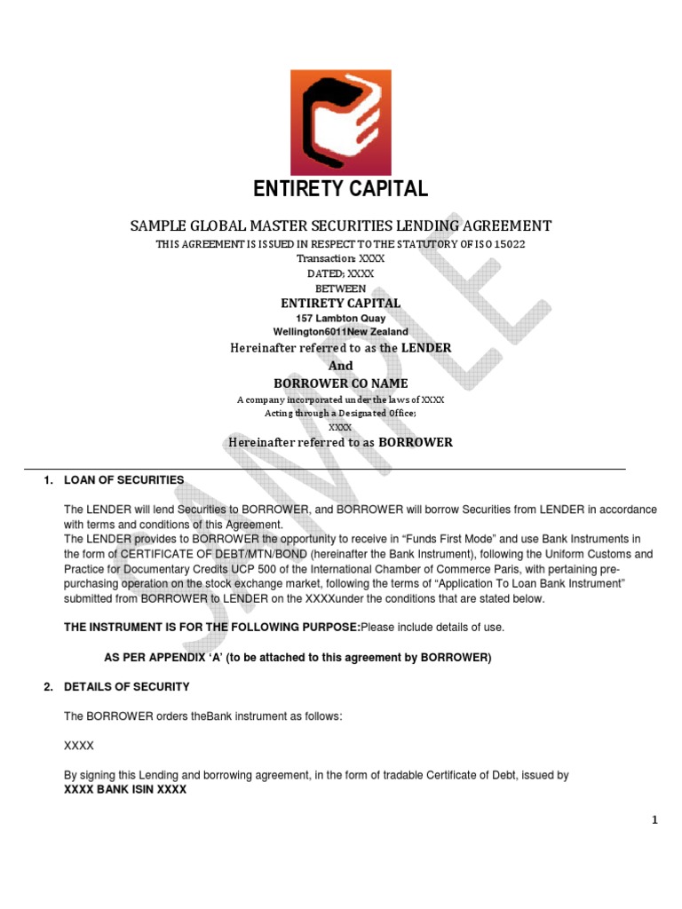 Sample Lending Agreement | PDF | Financial Transaction | Banks