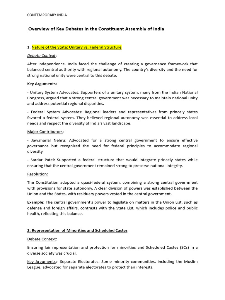 Key Debates in India's Constituent Assembly | PDF | Judicial Review ...