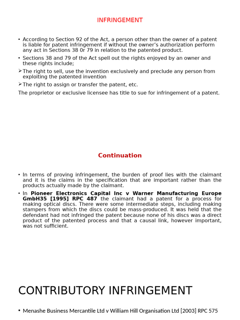 Contributory Infringement Explained | PDF | Patent Infringement | Damages