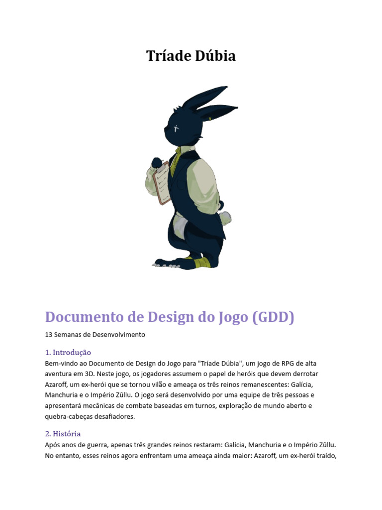 Design do Jogo: Tríade Dúbia | PDF | Herói
