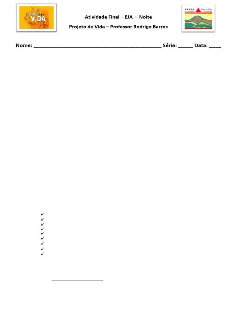Atividade Final Eja 1° Sem | PDF | Vida | Tempo