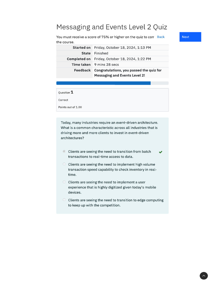 Messaging and Events Level 2 Quiz - Attempt Review | PDF | Cloud Computing | Information ...