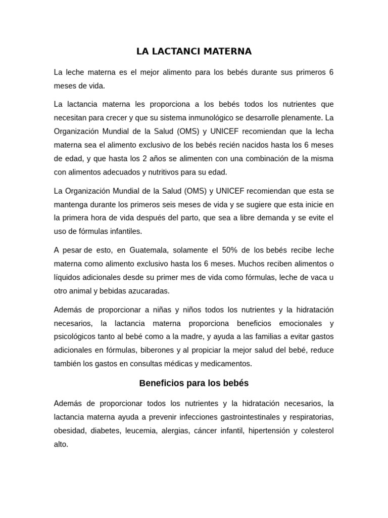 Chrala - La Lactancia Materna | PDF | La leche materna | Amamantamiento