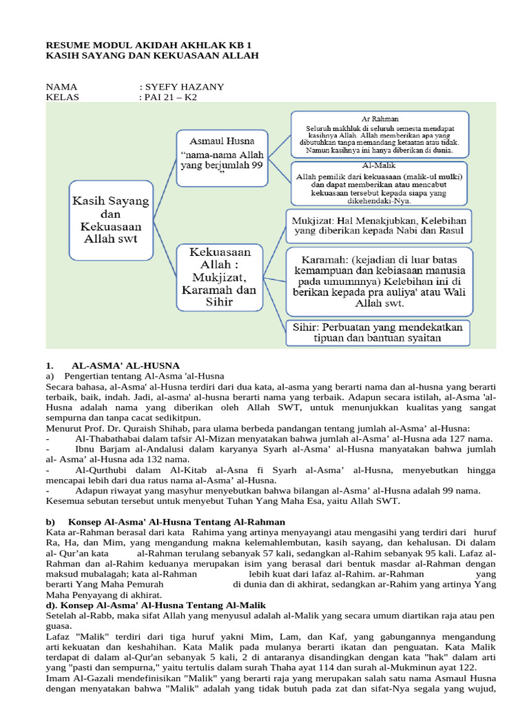 Resume Modul Akidah Akhlak KB 1 | PDF